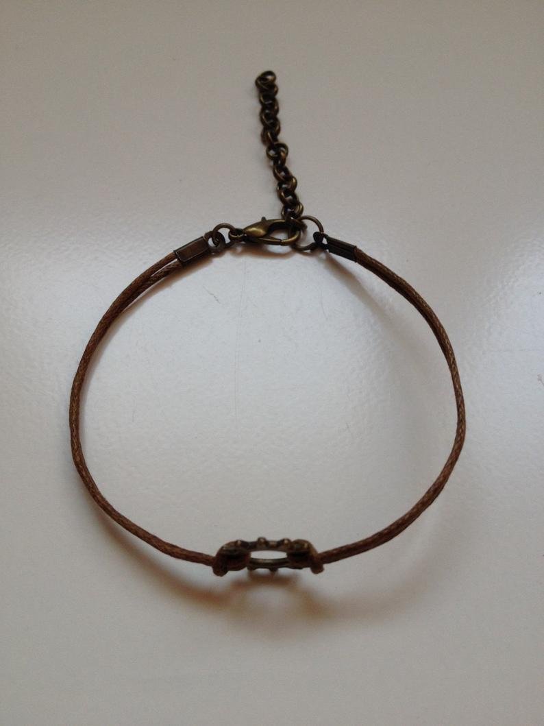 Gear Bracelet 143- Friendship Bronze Charm Steampunk Waxed Cotton ...
