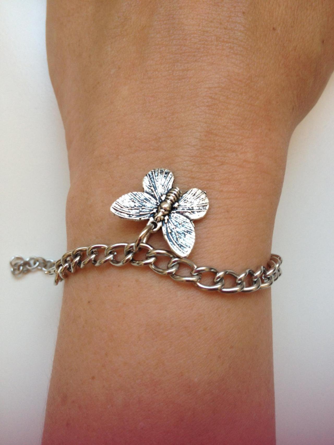 Butterfly Chain Bracelet 15- Friendship Metal Chain Cuff Bracelet ...
