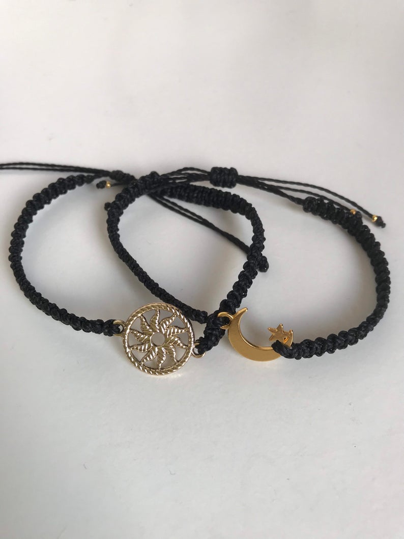 Golden Sun And Moon Couples Bracelets 368- Men Women Bracelets ...