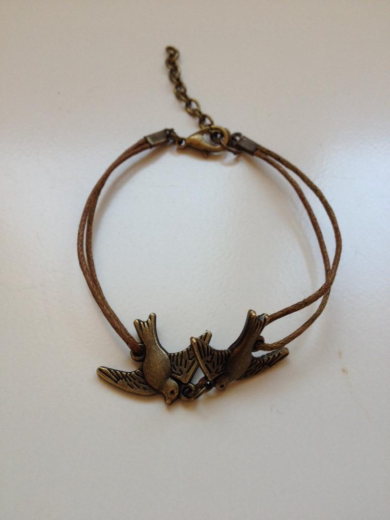 Valentines Bracelet 142- In Love Birds Friendship Bronze Chain Cuff ...