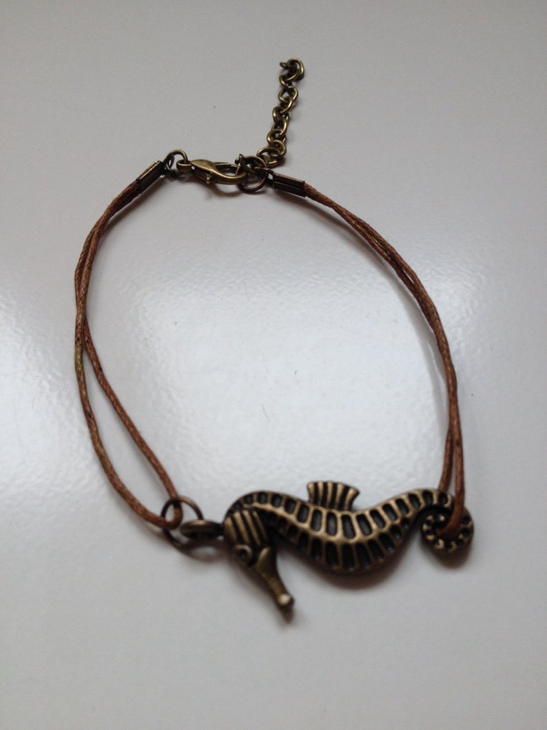 Seahorse Bracelet 121- Friendship Bronze Charm Waxed Cotton Bracelet ...